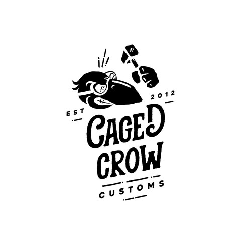 Vintage Logo Design for "Caged Crow Customs" | Logo design contest