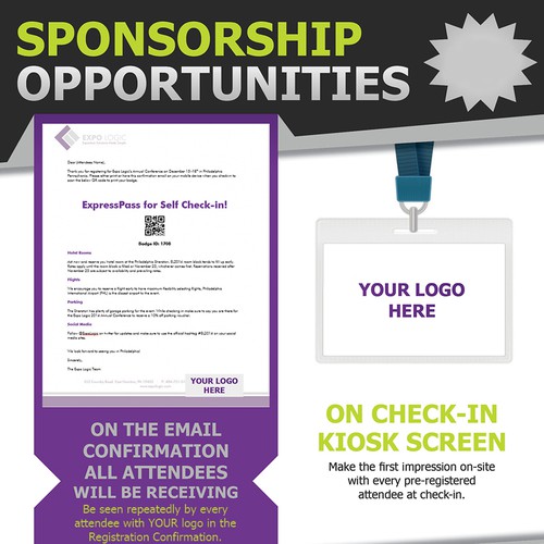 We need a MODERN, CLEAN, FLAT sponsorship flyer designed with 2 ...