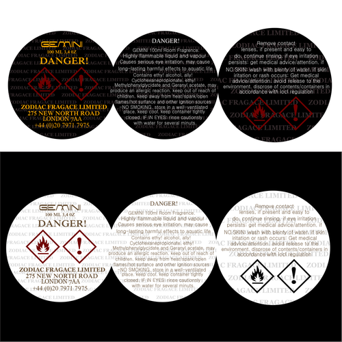 ZODIAC ROOM FRAGRANCE COLLECTION REQUIRES HAZARD / CLP WARNING LABELS ...