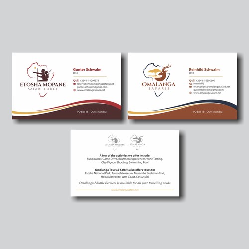 Omalanga Safaris | Etosha Mopane Safari Lodge - Business Cards ...