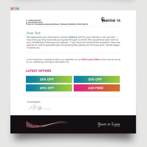 Redesign of Email Quick Quote Template (Not the text) | Email contest