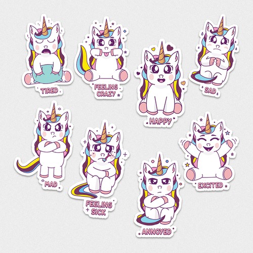 Designs | Unicorn Sticker Design to Help Kids Recognize Emotions (think ...
