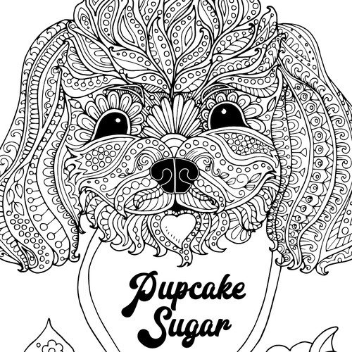 Design an adult coloring book image for Pupcake Sugar | Illustration or ...