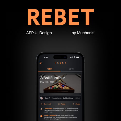 Designs | rebet: a social media betting platform | App design contest