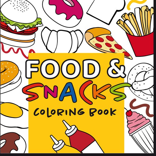 Designs | Square Cover for Food & Snacks Coloring Book | Book cover contest