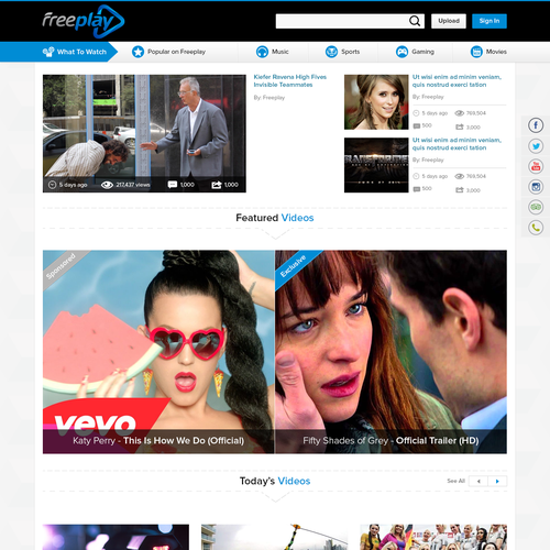 Create awesome design for new video-streaming site freeplay ! | Web ...