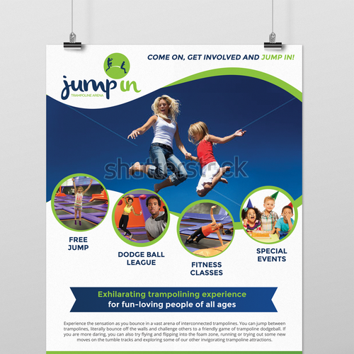 Excite fun-loving folks with a flyer for JumpIn Trampoline Arena ...