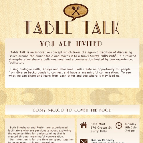 Table Talk needs a new postcard or flyer | Postcard, flyer or print contest