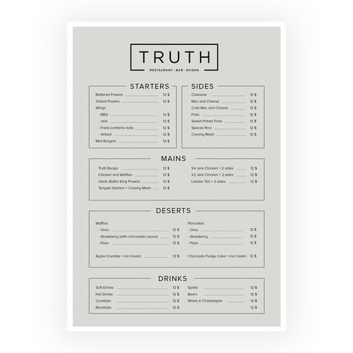 New soul food restaurant and bar menu | Menu contest