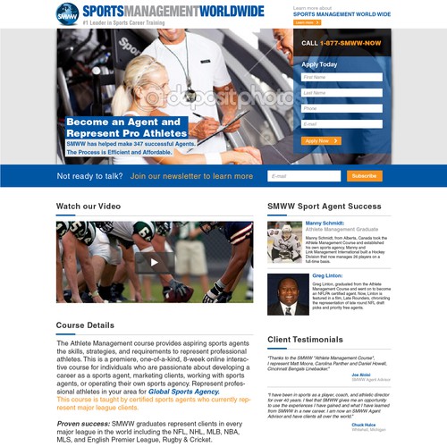 Sports Management Training needs a new landing page | Landing page ...