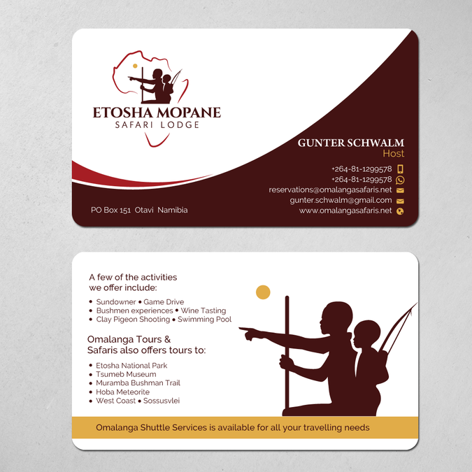 Omalanga Safaris | Etosha Mopane Safari Lodge - Business Cards ...