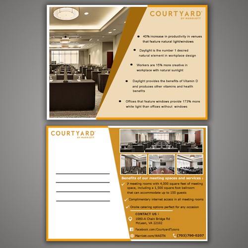 Design a fun postcard for a Marriott hotel about the benefits of ...