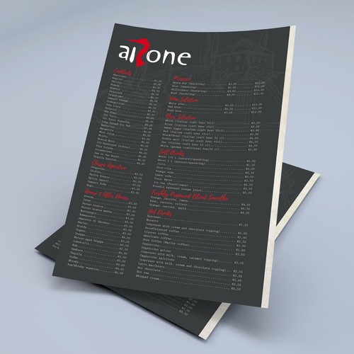 Cool Menu for a bar of a Hotel in a seaside in Italy | Menu contest