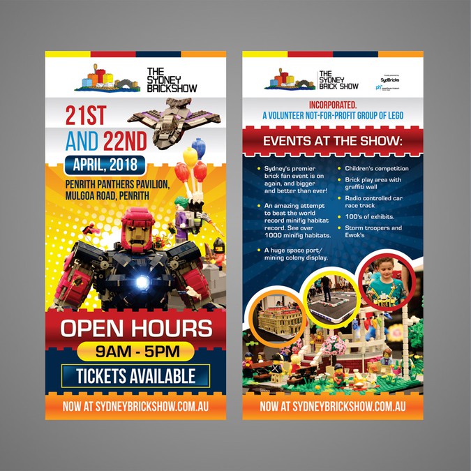 DL double sided flyer for the Sydney Brick Show a show of LEGO models ...