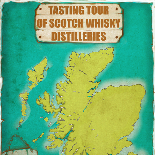 Visually stunning Scottish distillery map for a whisky tasting product ...