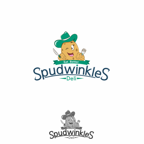 Create a fun logo featuring a winking potato character for Spudwinkle's ...
