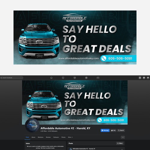Designs | Welcoming and cool automotive facebook design | Facebook ...