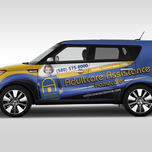Excite Seniors with a Caring Retro Car Wrap Design that is Simple and ...