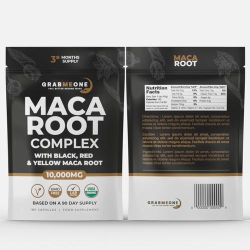 Designs | Design Stunning Maca Root Supplement Label for Pouch ...