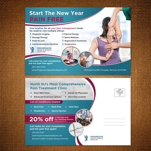 Design a beautiful mailer for our pain management clinic! | Postcard ...