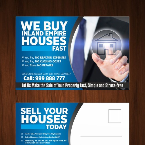 Creative a call to action postcard to give home owners cash for their ...