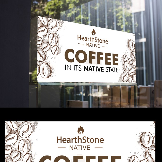 Design an elegant outdoor sign for a family-friendly local coffee shop ...