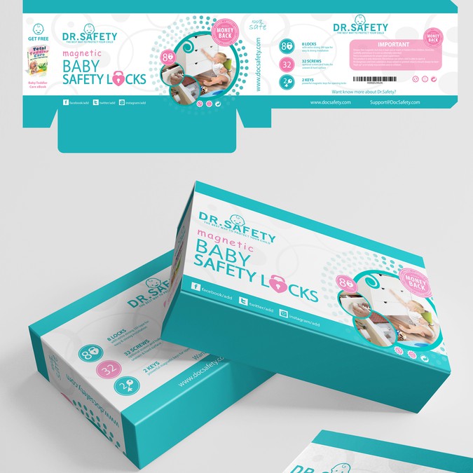 Create Amazing product packaging for baby safety magnetic lock ...