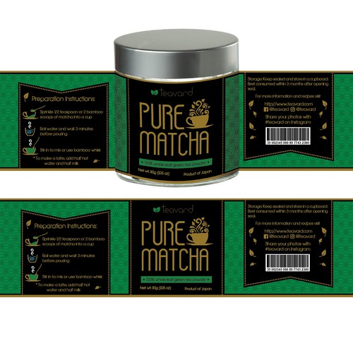 Create matcha green tea labels for startup tea brand | Product label ...