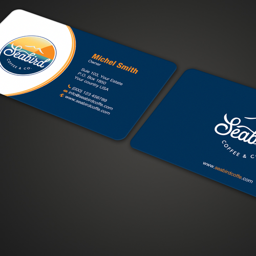 Design a fun, retro vibe business card for a coastal coffee company ...