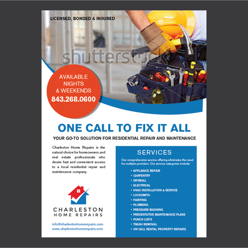 Create a stylish marketing flyer for a new home repair company ...