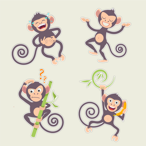 Cute/Funny/Sassy Monkey Character (12 Sticker Pack) | Figuren oder ...
