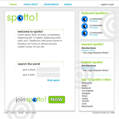 Web template for micro blogging site | Web page design contest