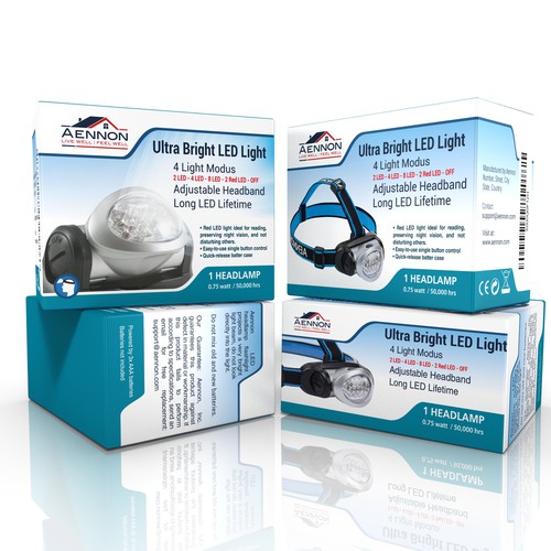 Create A **LED Headlamp Flashlight** Packaging Design To Be Seen All ...