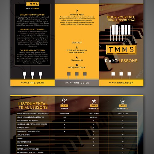 Design a trifold brochure for a Music School | Brochure contest
