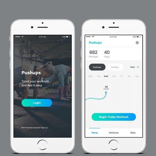 Create a simple, beautiful UI for a Push-Up fitness app | App design ...