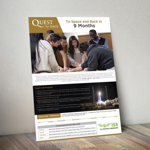 Quest for Space - One Pager design. Students can run experiments in ...