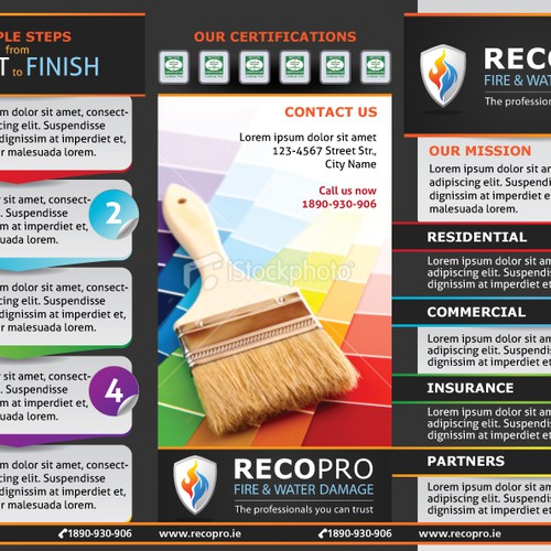 Brochure for Fire and Water Damage Restoration Company | Print or ...