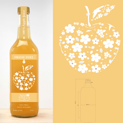 Create an elegant and refined label for an apple juice obtained with ...