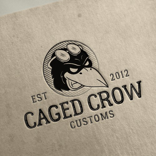 Vintage Logo Design for "Caged Crow Customs" | Logo design contest