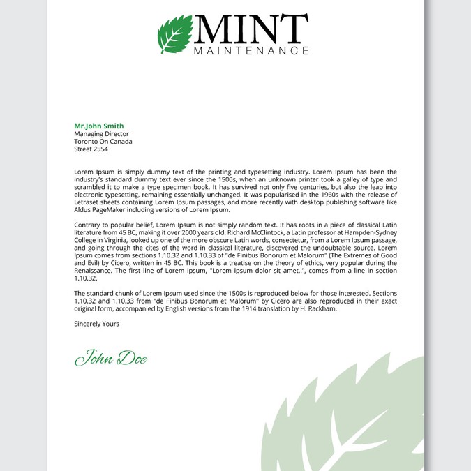 Letterhead creation for landscaping maintenance company | Stationery ...