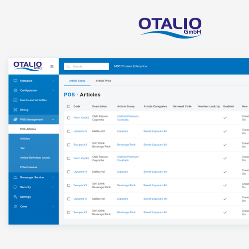 Otalio SPMS UI Design for the modern Cruise Ship Industry | Other web ...