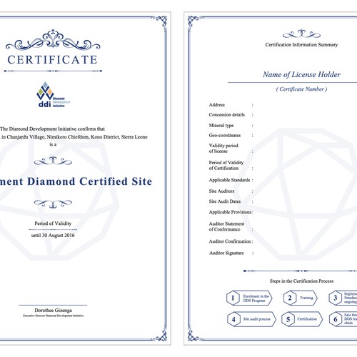 Certificate for Development Diamond Standards | Illustration or ...