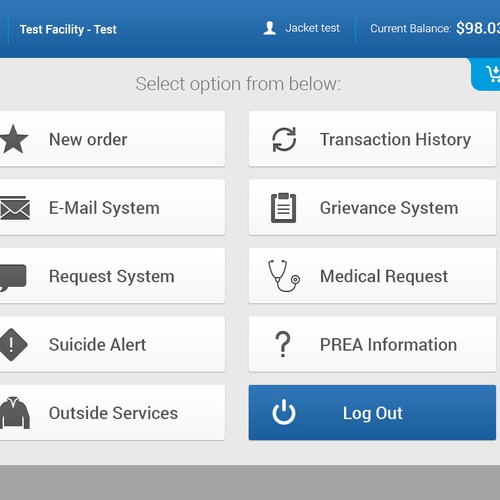 Kiosk login and menu system | Other web or app design contest