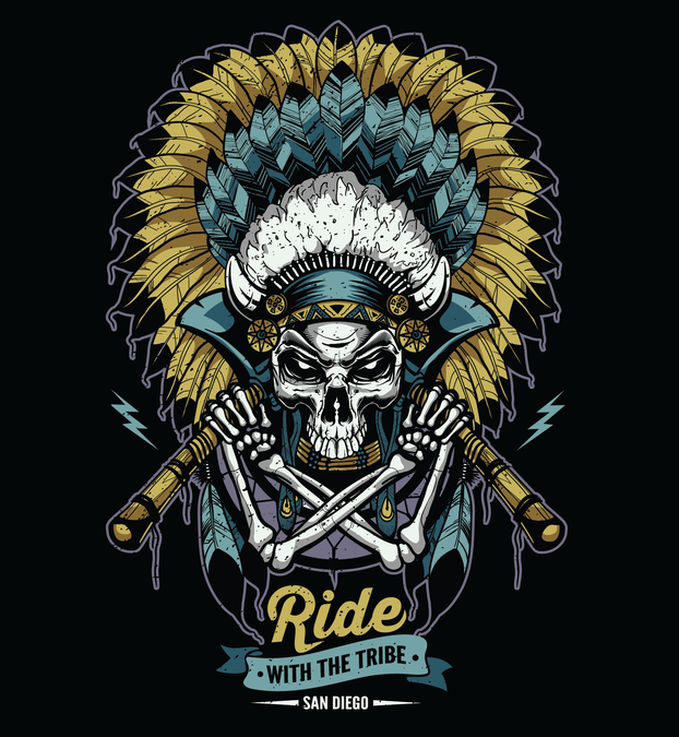 Indian Chief Skeleton with Tomohawk | T-shirt contest