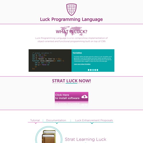 Luck Programming Language needs a new homepage | Landing page design ...