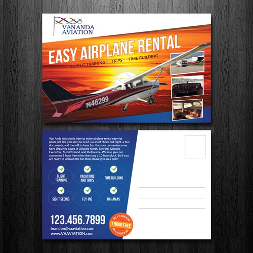 Design an Airplane Rental Flyer | Postcard, flyer or print contest