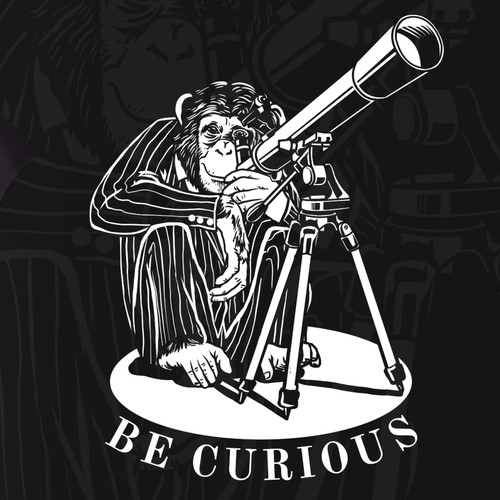 Designs | Monkey looking into telescope Vintage T-Shirt | Clothing or ...