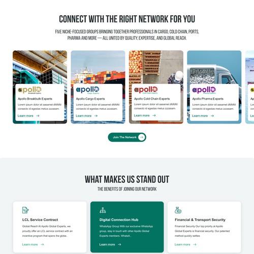 Designs | Homepage design for a logistics network (Apollo) | Web page ...