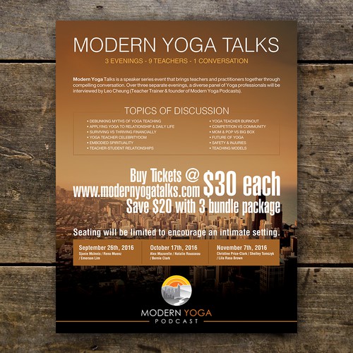 Create a poster design for Modern Yoga Talks Speakers Event! | Poster ...