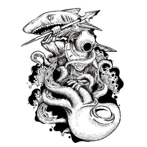 Designs | Stylized Scuba diver tattoo design on inner bicep | Tattoo ...